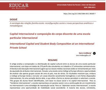 Capital internacional e composição do corpo discente de uma escola ...